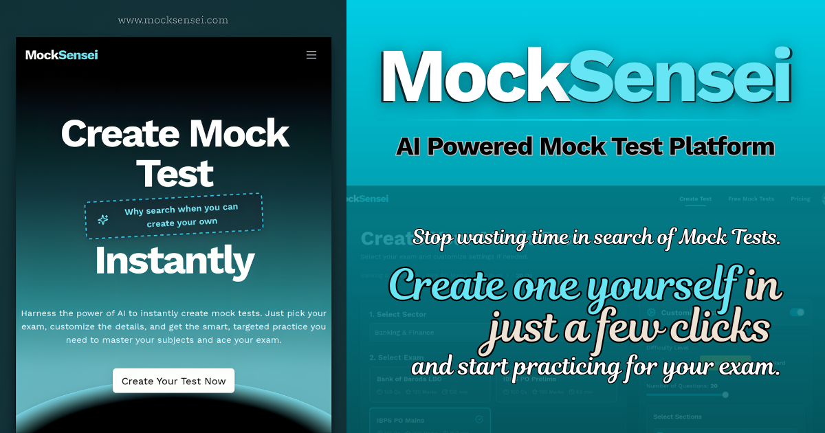 MockSensei | AI Mock Test Generator for Bank, UPSC, SSC, and other ...
